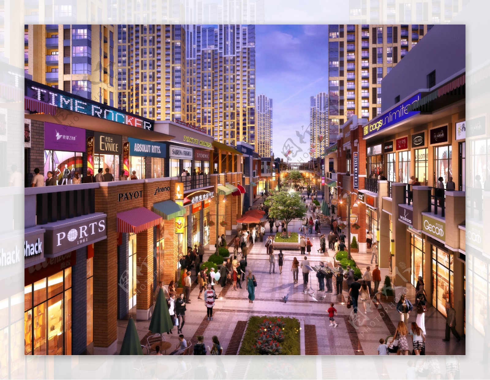 商业街效果图图片素材-编号22742353-图行天下