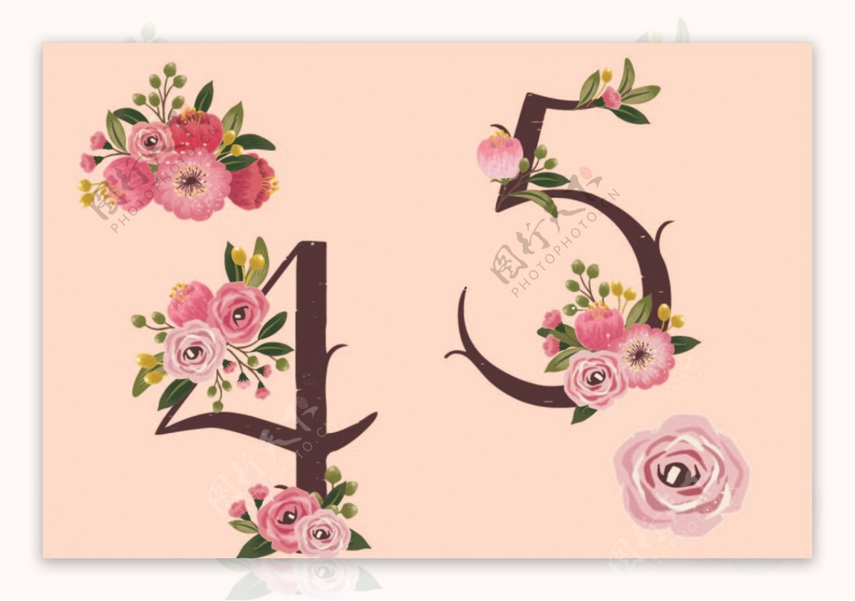 花朵数字图片素材-编号23683953-图行天下