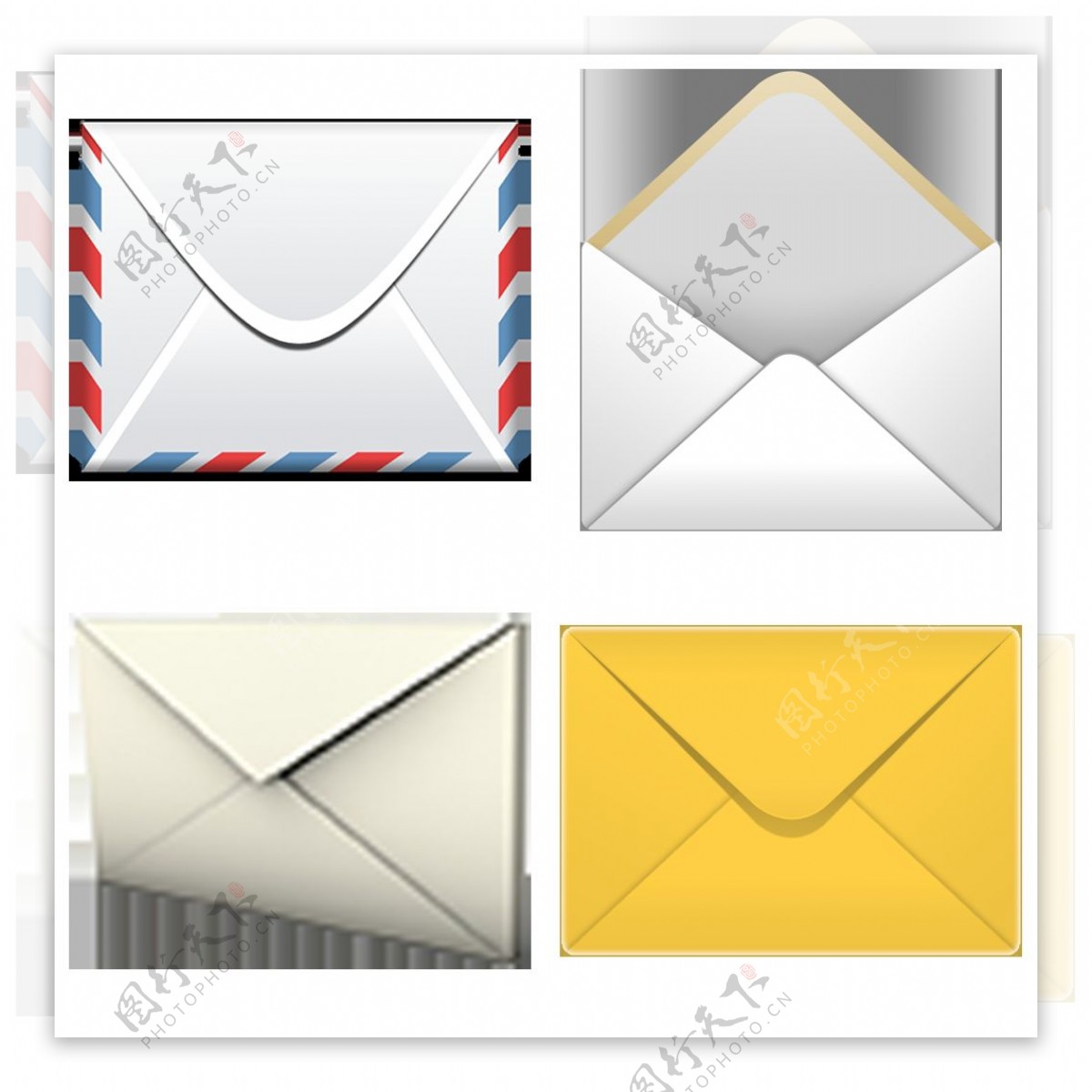 四个信封图标免抠png透明图层图片素材-编号28916353-图行天下