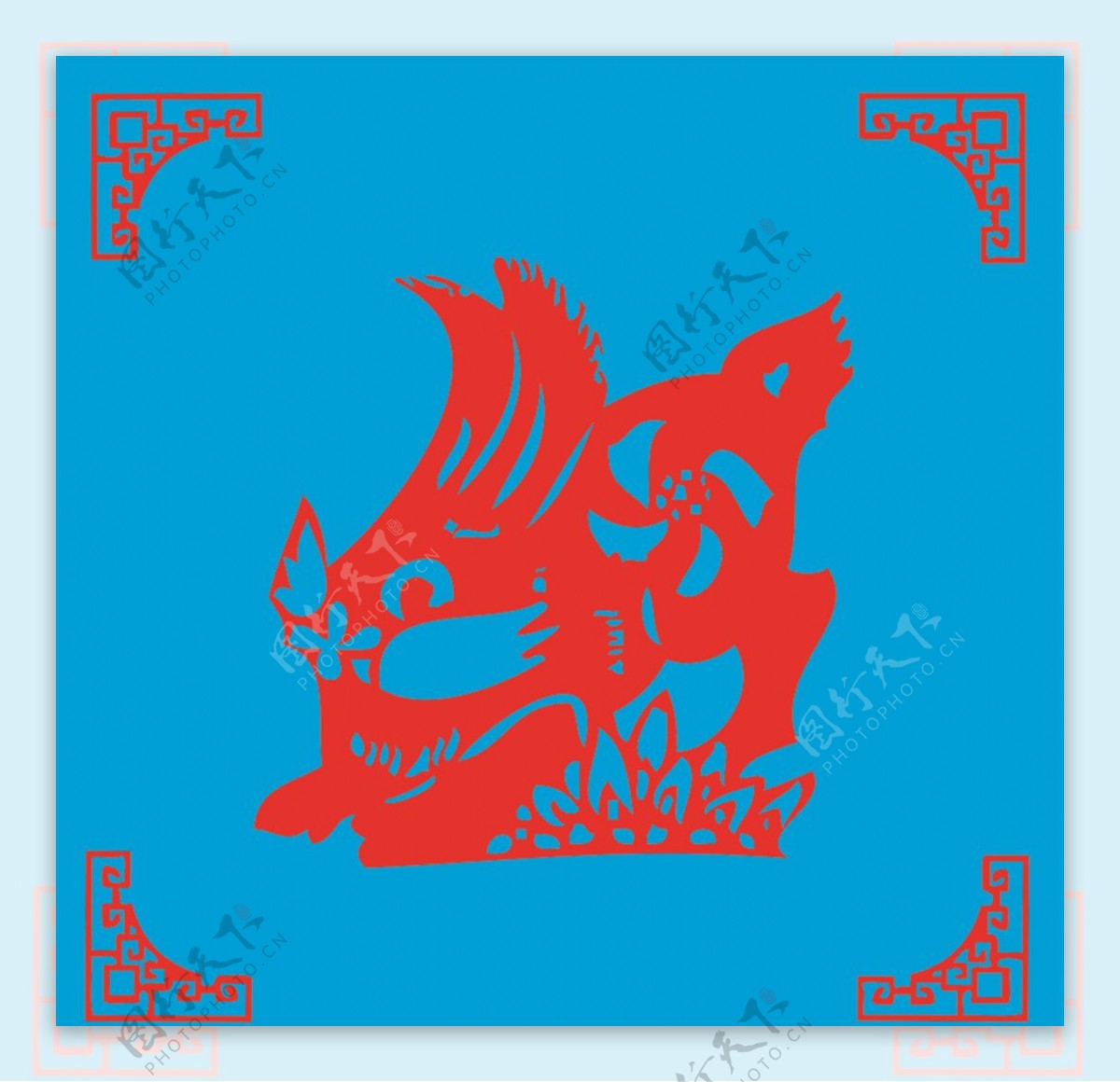 兔子剪纸图片素材-编号29599703-图行天下