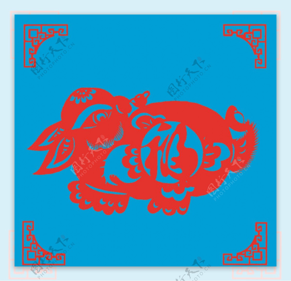 兔子剪纸图片素材-编号30705533-图行天下