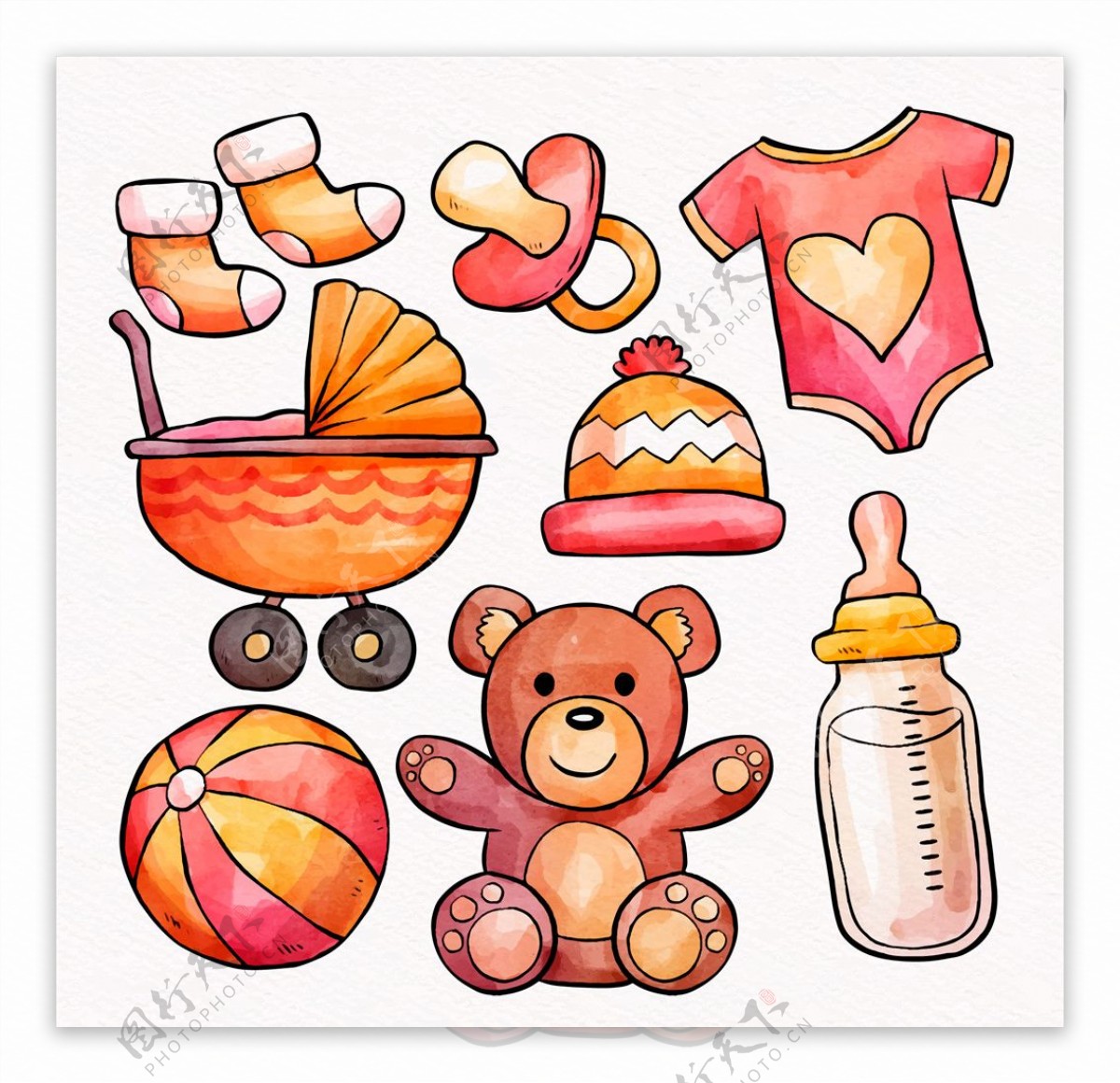 手绘婴儿用品图片素材-编号30765043-图行天下