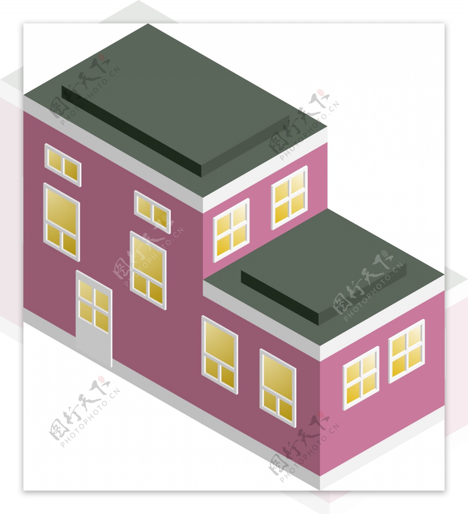 2.5D风格双层别墅建筑元素图片素材-编号31339623-图行天下