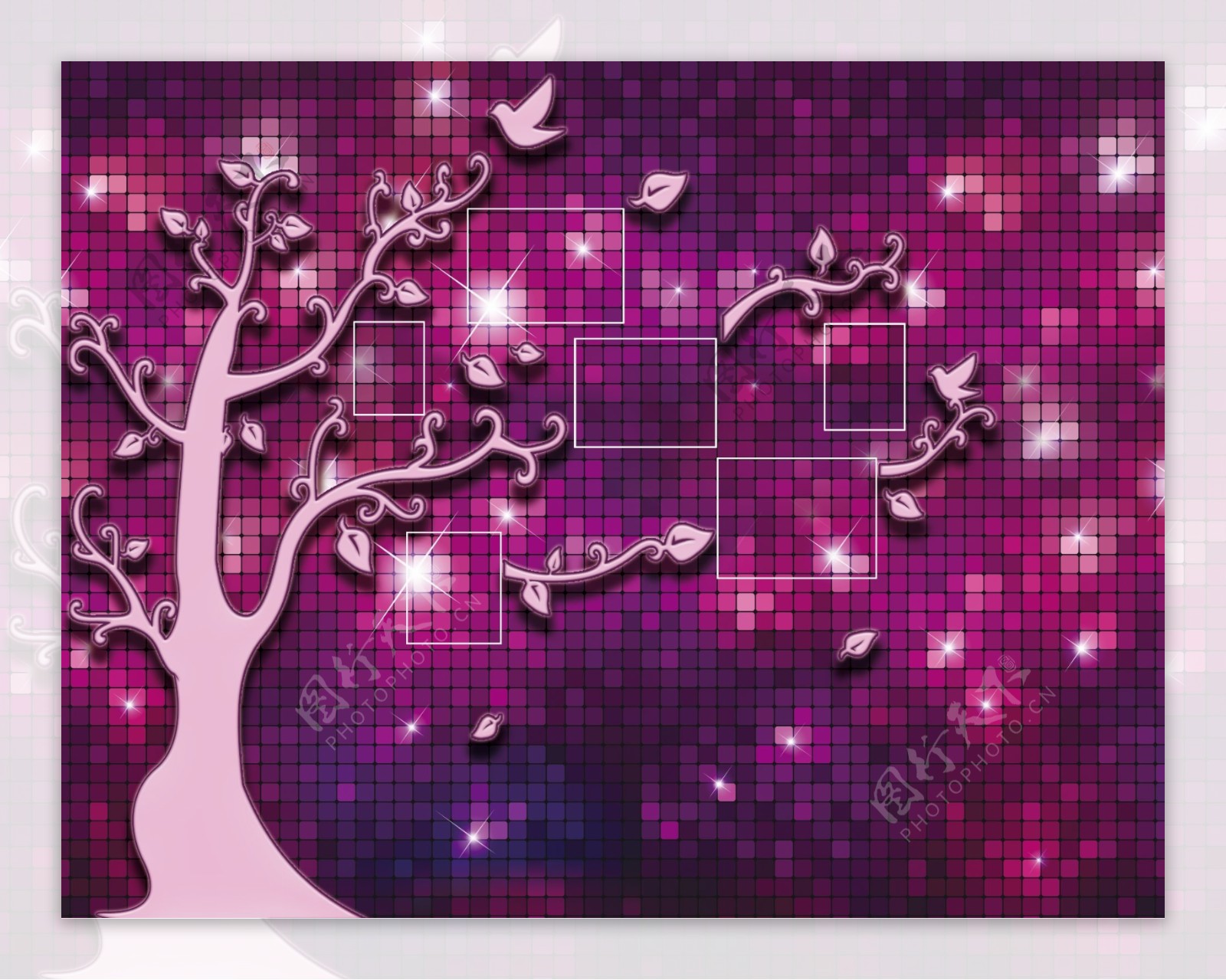 炫酷紫色马赛克照片墙图片素材-编号31749293-图行天下