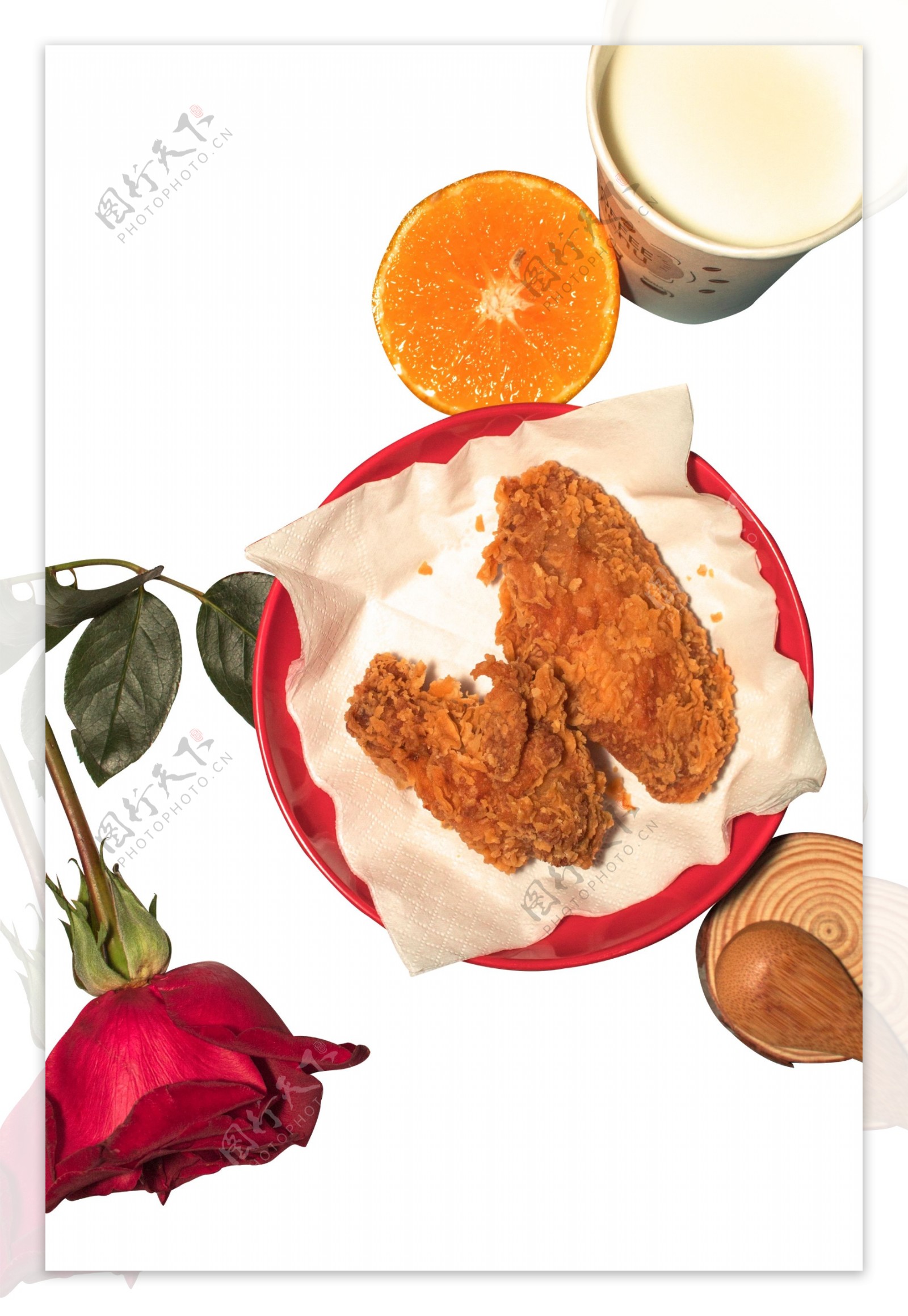 玫瑰花炸鸡橙子实物图片素材-编号32288933-图行天下